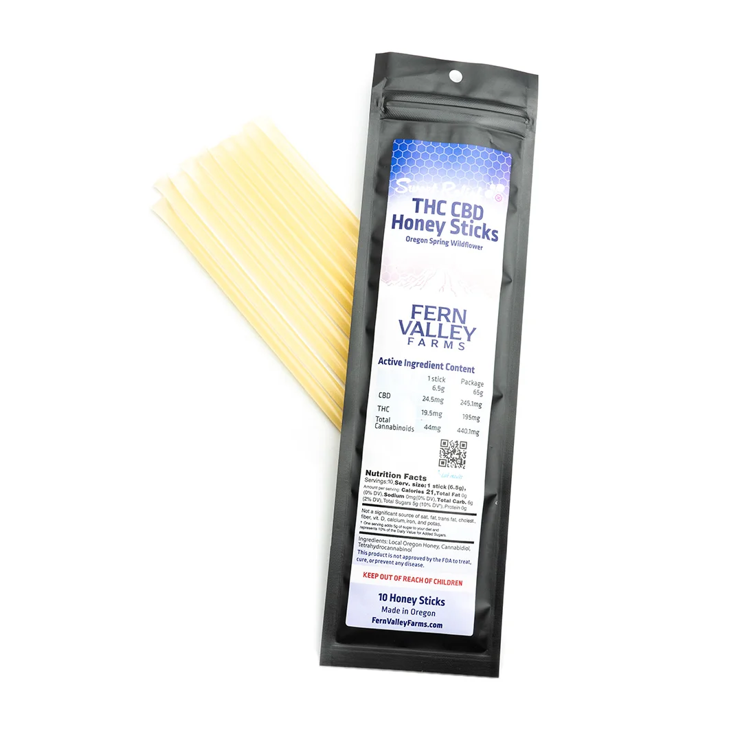 Sweet Relief | THC CBD Honey Sticks - Fern Valley Farms